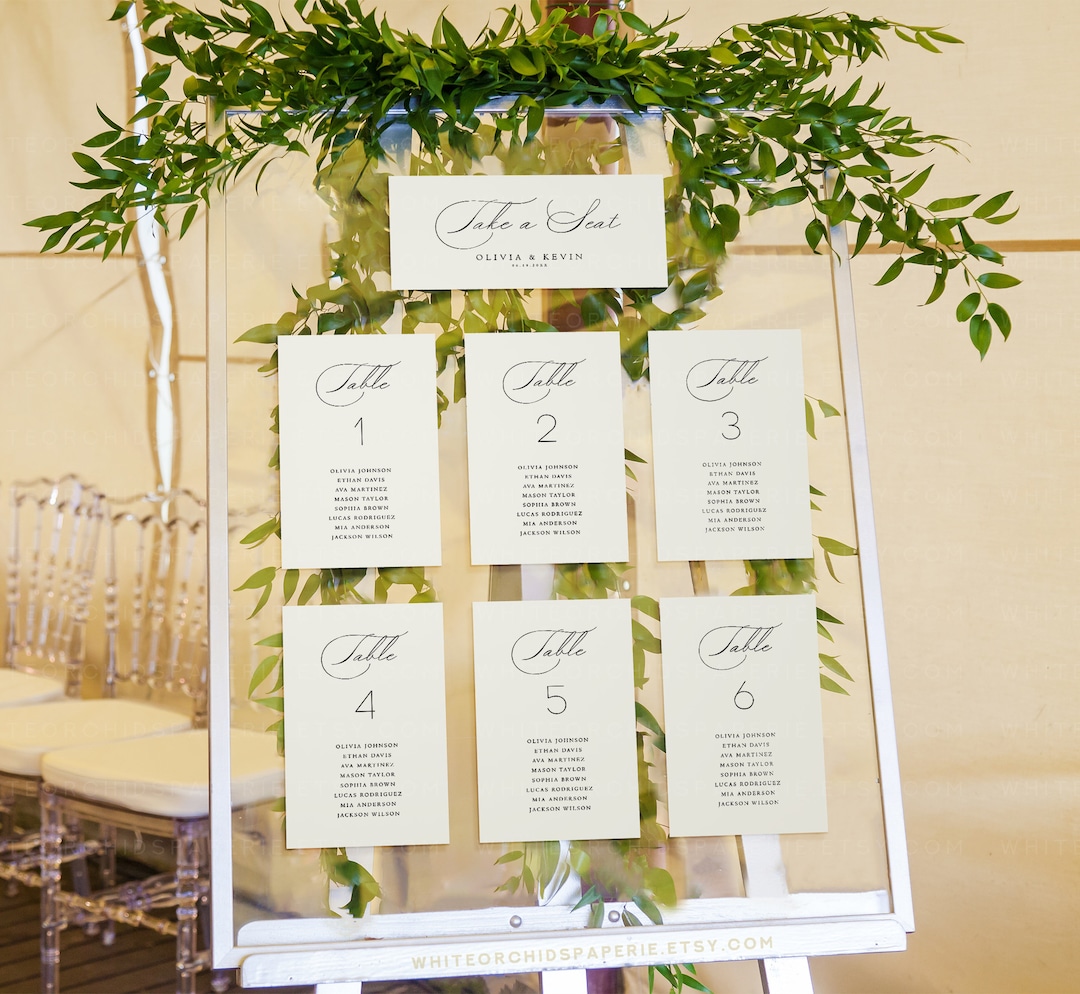 Elegant Wedding Seating Chart, Wedding Seating Chart Template, Seating ...