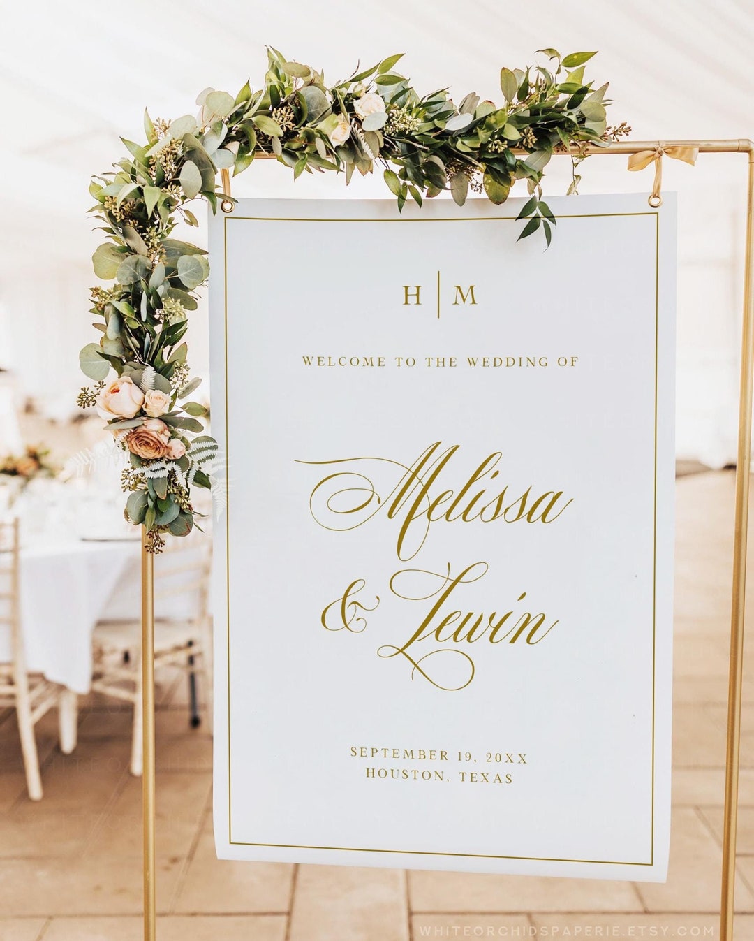 Classic Wedding Welcome Sign, Gold Welcome Sign, Welcome Sign Template ...