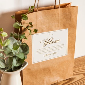 Classic Welcome Bag Label Template, Hotel Guest Bag Label, Gold Gift ...