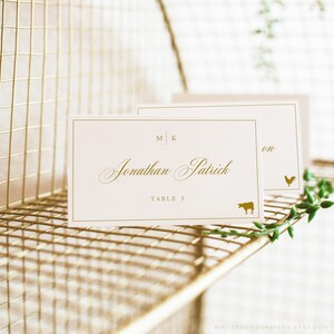 Classic Place Card, Place Card Template, Gold Place Card, Printable ...