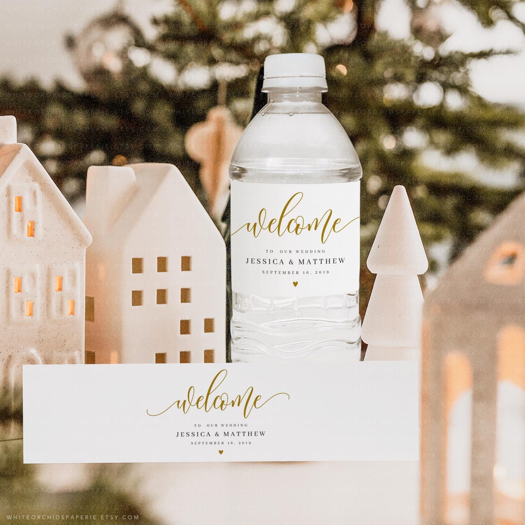 Wedding Water Bottle Label Template | Editable Corjl Design | Printable ...