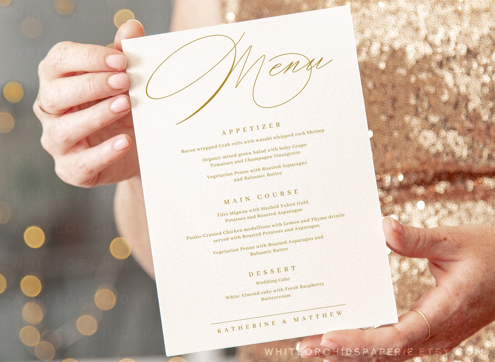 Script Menu Template Gold Menu. Menu Template Menu Wedding - Etsy
