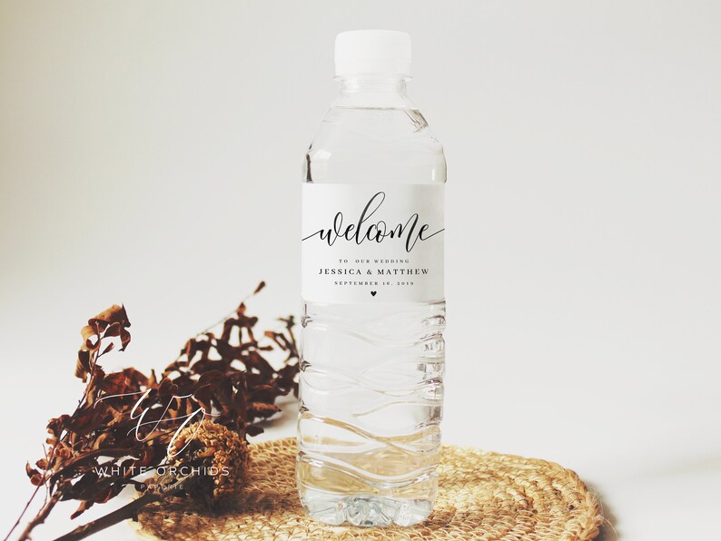 Wedding Water Bottle Label Template | Editable Corjl Design | Printable ...