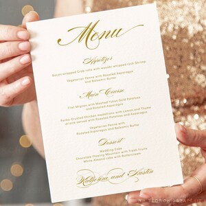 Gold Menu Template Wedding Menu Template Menu Template Gold - Etsy