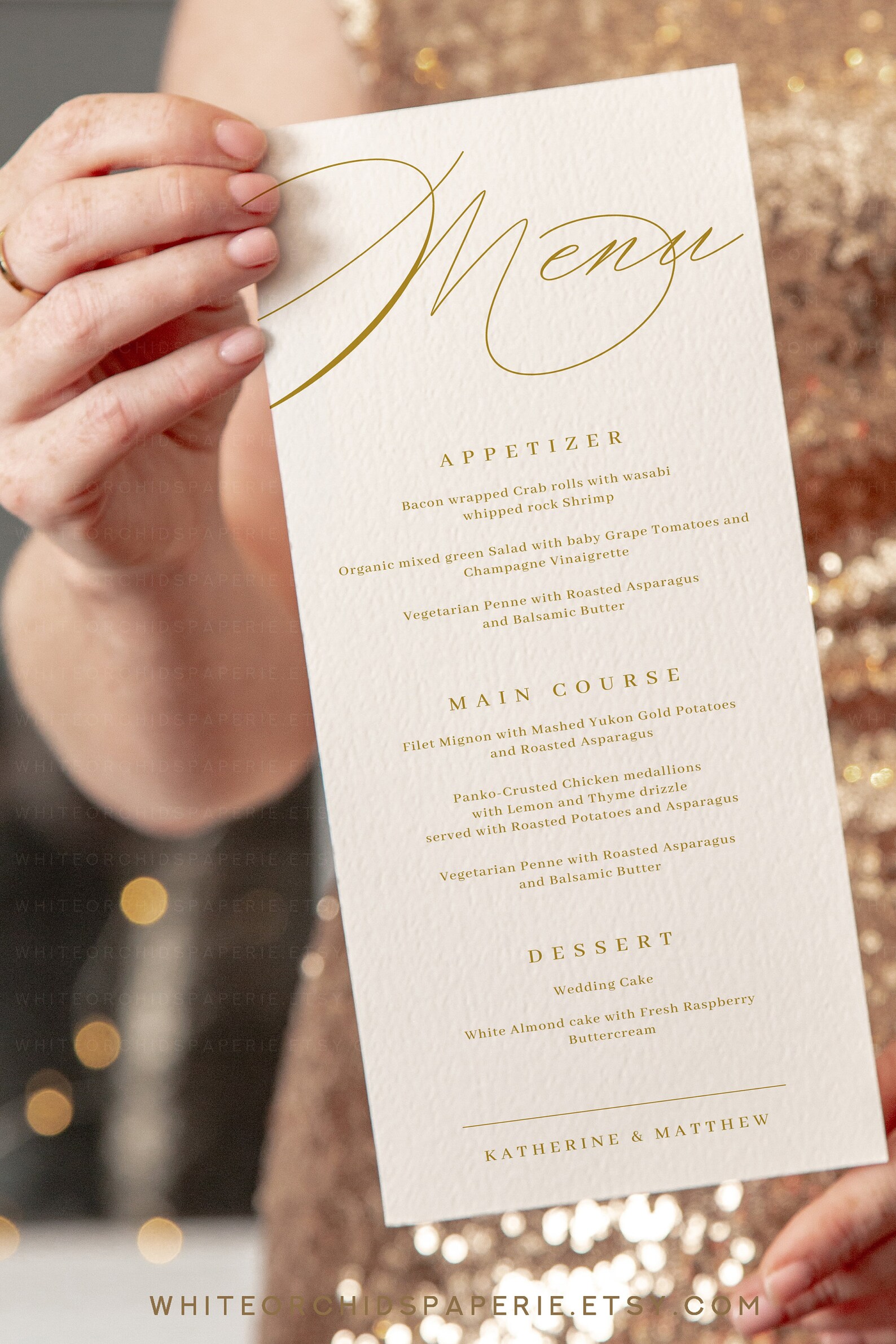 Script Menu Template Gold Menu. Menu Template Menu Wedding - Etsy