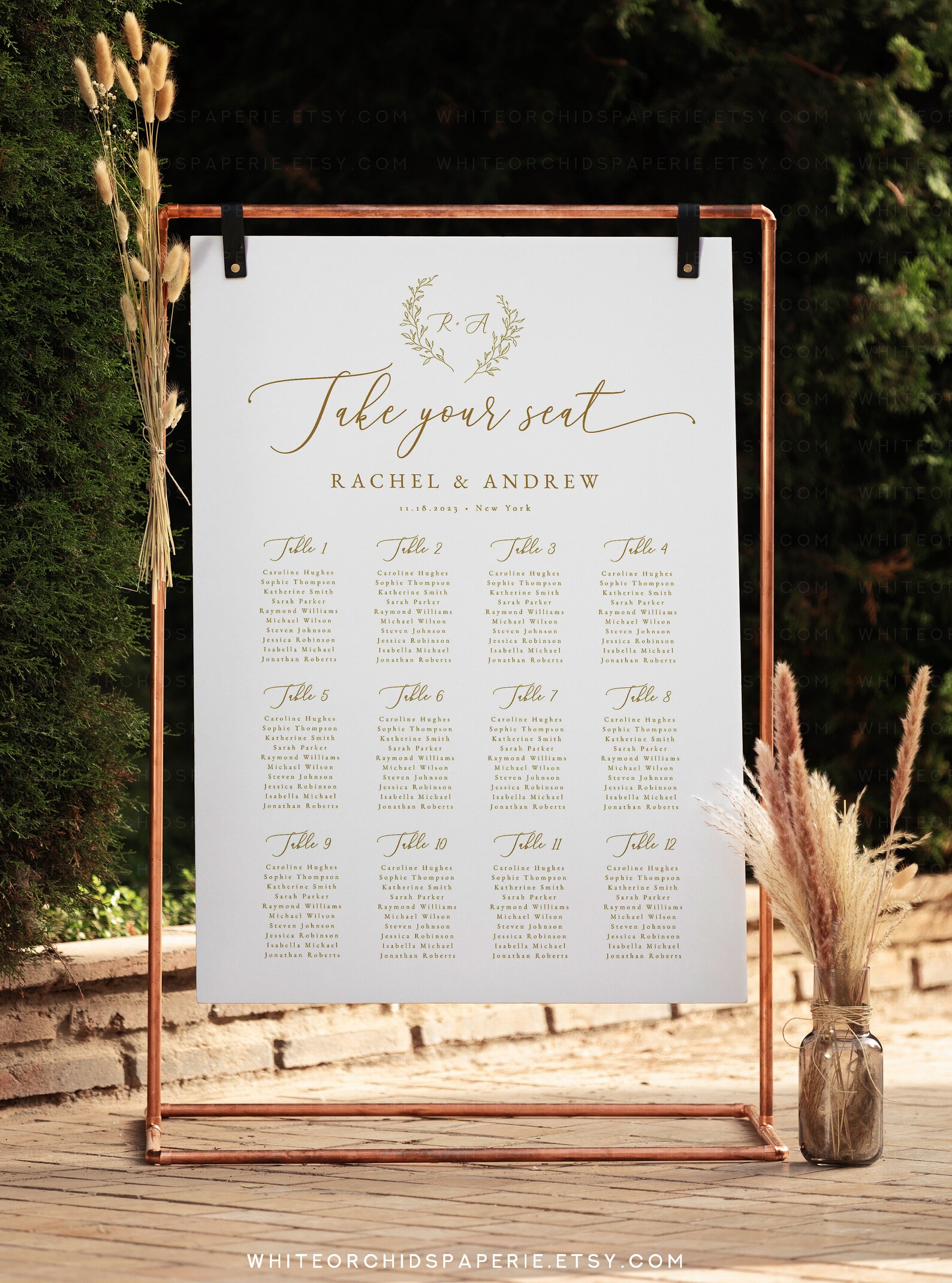 Monogram Seating Chart Wedding Seating Chart Seating Chart - Etsy