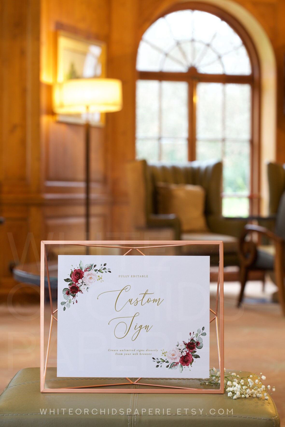 Burgundy and blush Floral Custom wedding sign custom signs | Etsy