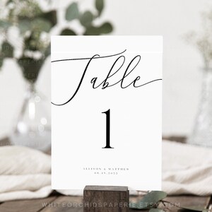 Minimalist Table Numbers Template Table Numbers Wedding | Etsy