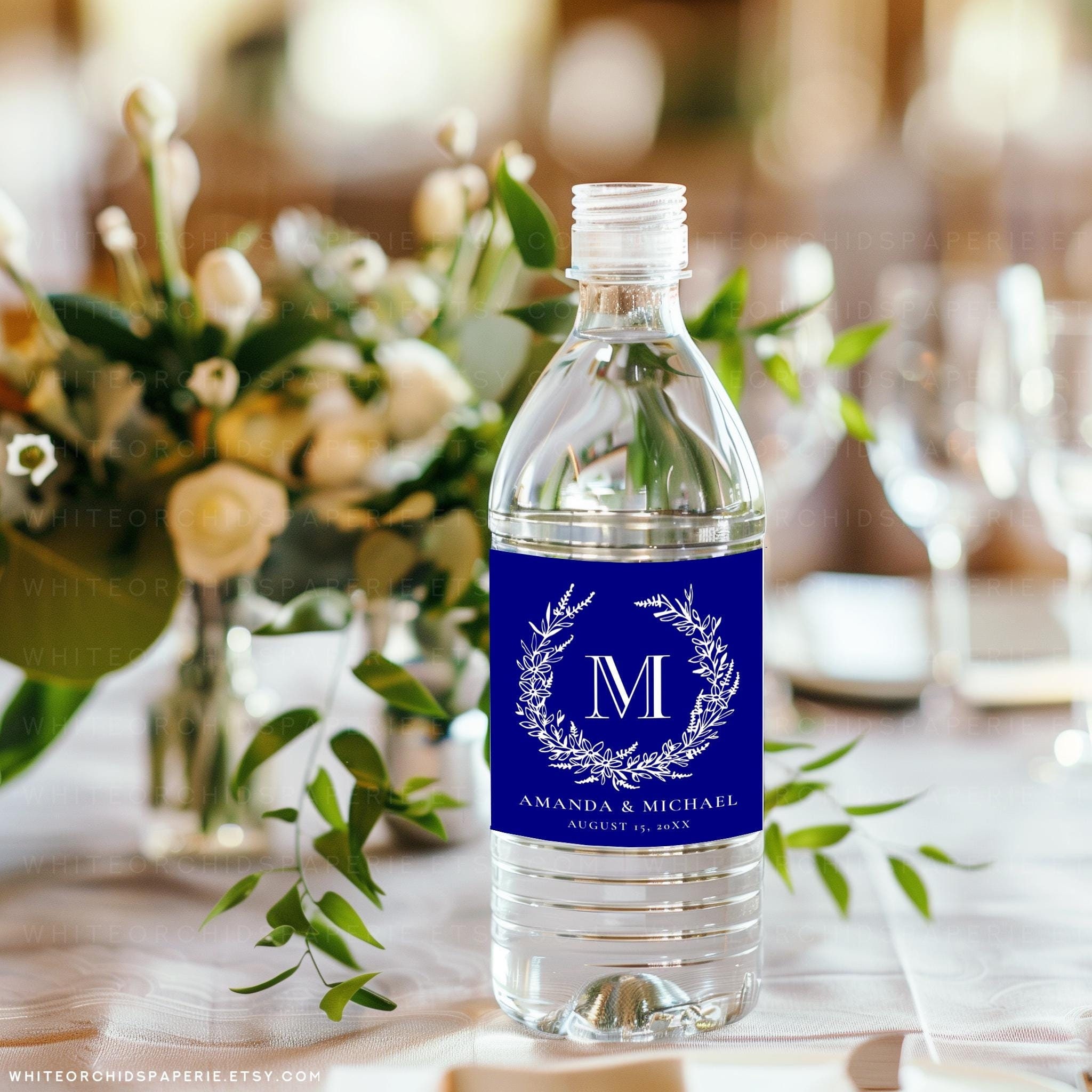 Monogram Wedding Water Bottle Labels, Custom Water Bottle Labels ...