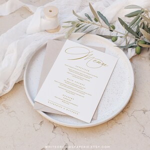 Script Menu Template Gold Menu. Menu Template Menu Wedding - Etsy