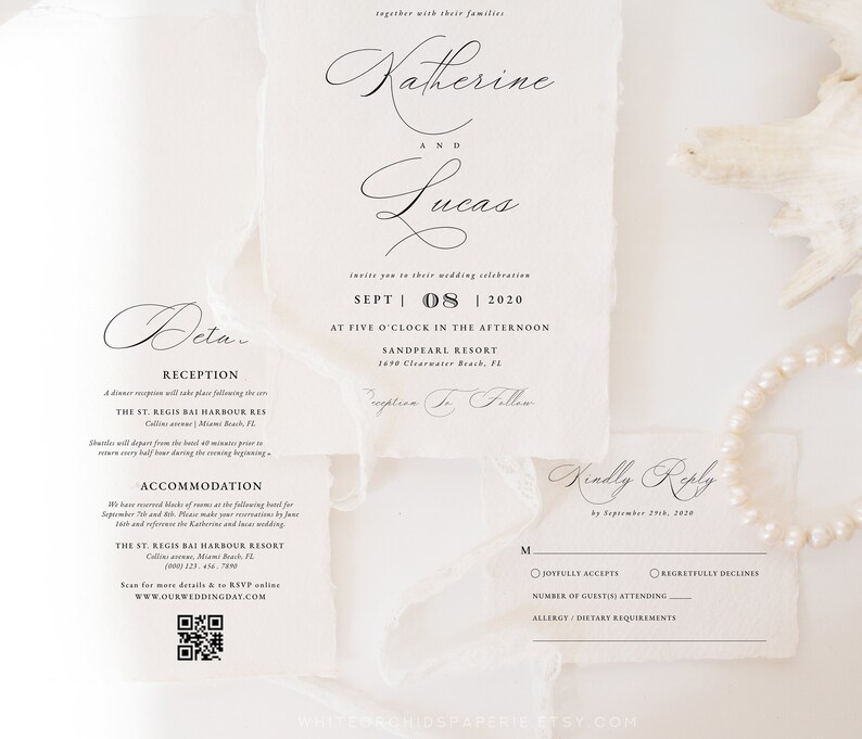 Script Wedding Invitation Wedding Invitation Template - Etsy