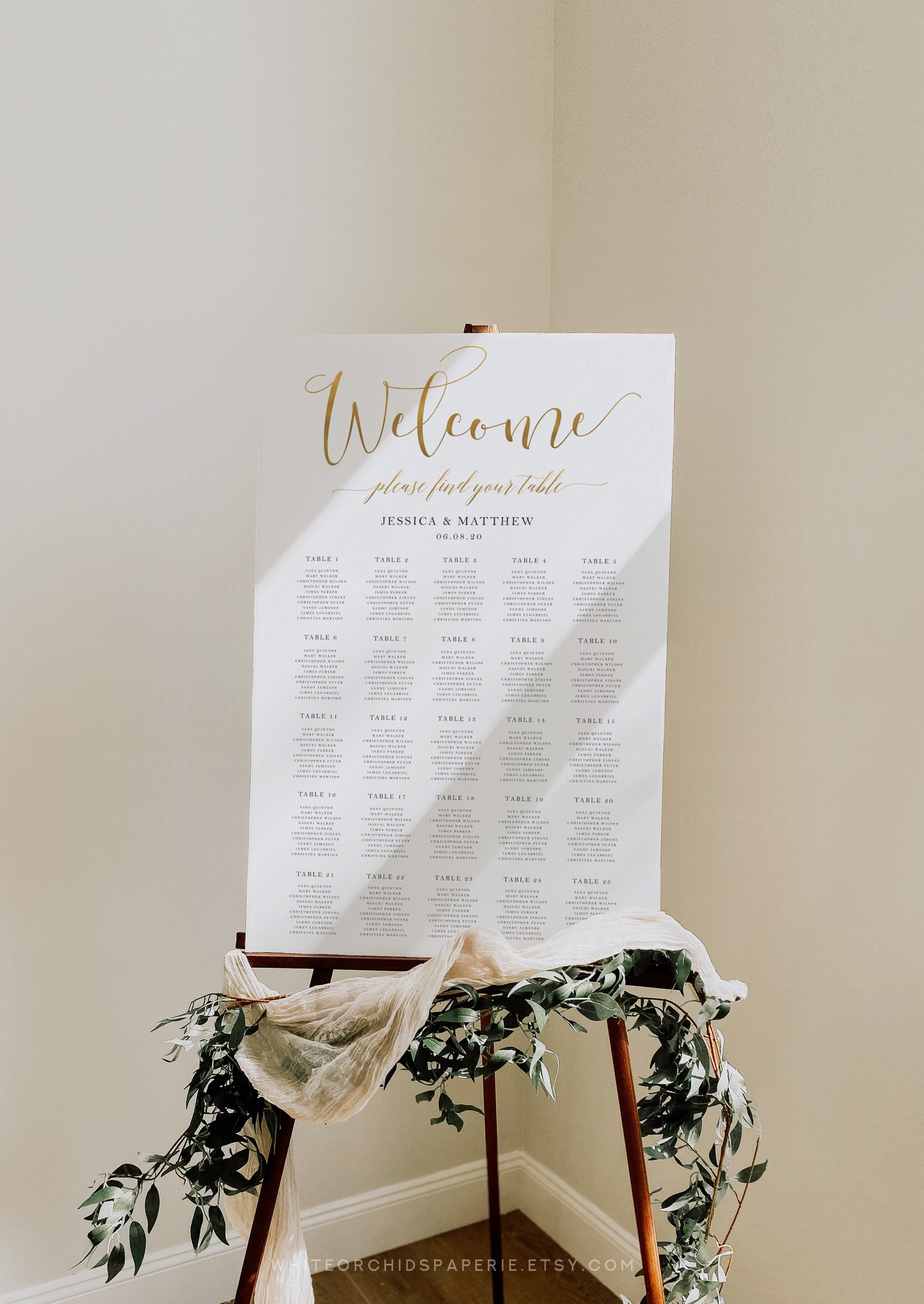 Gold Seating Chart Wedding Seating Chart Template Seating - Etsy