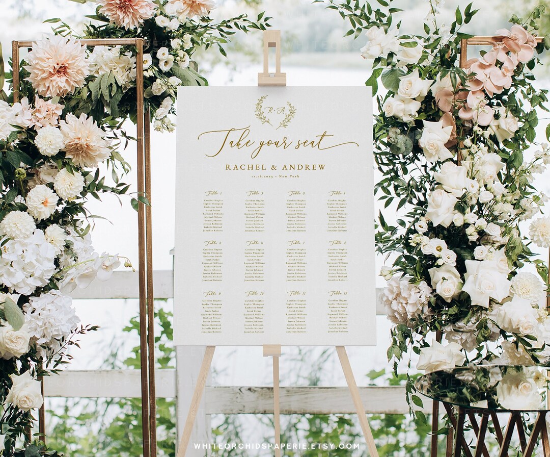 Monogram Seating Chart Wedding Seating Chart Seating Chart - Etsy