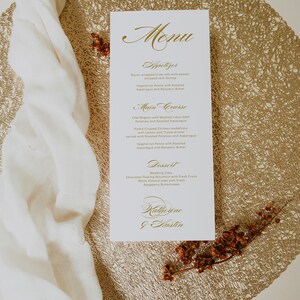 Gold Menu Template Wedding Menu Template Menu Template Gold - Etsy