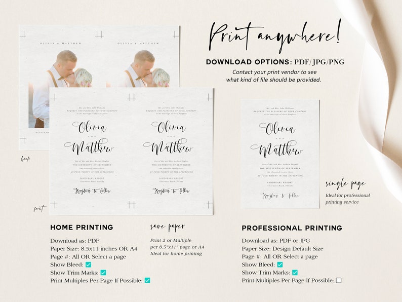 Script Wedding Invitation Wedding Invitation Template | Etsy