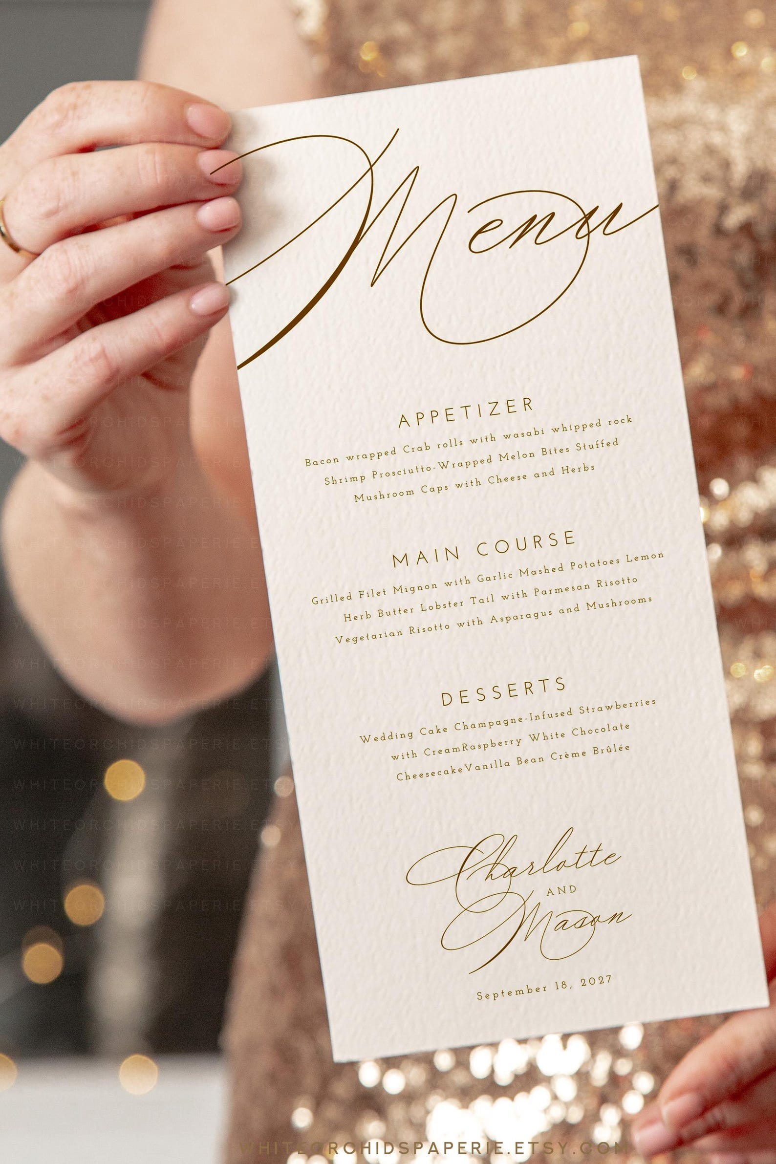 Script Menu Template, Gold Menu. Menu Template, Menu Wedding, Menu ...