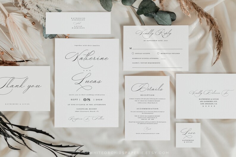 Script Wedding Invitation Wedding Invitation Template | Etsy