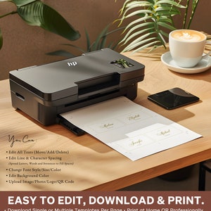 Classic Place Card, Place Card Template, Gold Place Card, Printable ...