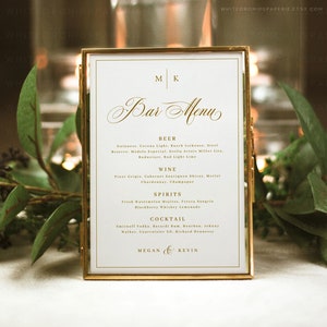 Classic Bar Menu Bar Menu Wedding Bar Menu Sign Bar Menu - Etsy