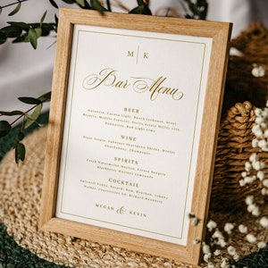 Classic Bar Menu Bar Menu Wedding Bar Menu Sign Bar Menu - Etsy