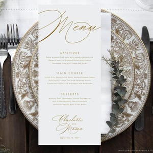Script Menu Template, Gold Menu. Menu Template, Menu Wedding, Menu ...