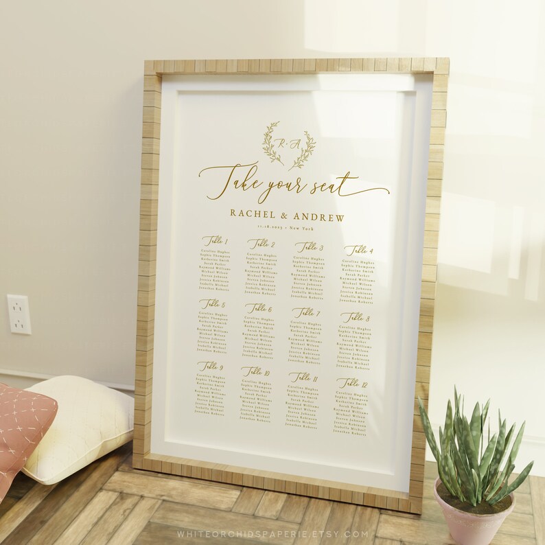 Monogram Seating Chart Wedding Seating Chart Seating Chart - Etsy