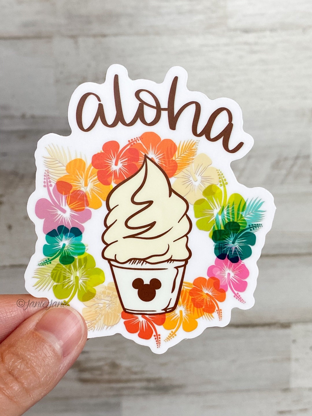 STICKER Disney World Dole Whip Aloha Hawaiian Flowers Vinyl Sticker ...
