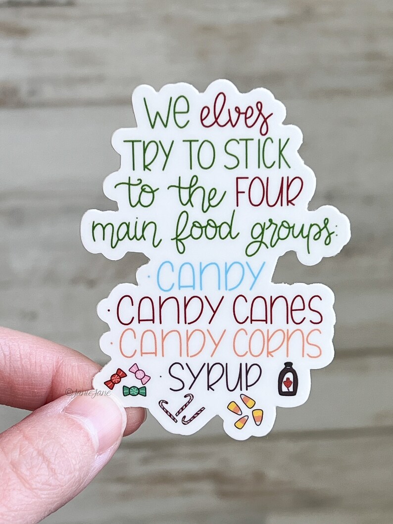 STICKER Elf Movie Food Groups Candy Canes Candy Corns Syrup - Etsy