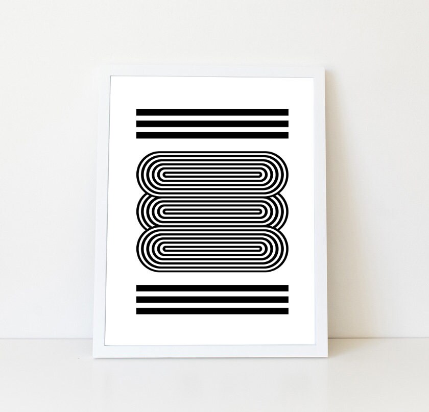Geometric Block Print, Printable, Digital Art, Mid-century Modern Art ...