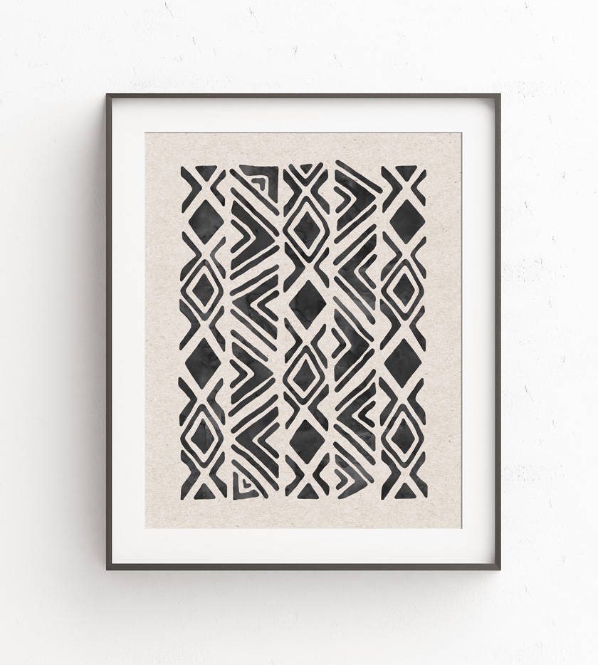 Tribal Geometric Digital Print, Aztec Printable Download, Mudcloth Art ...