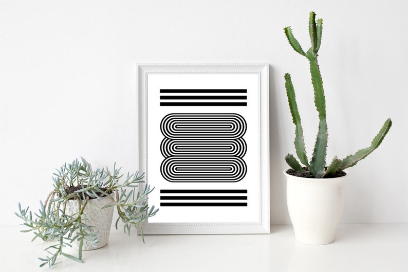 Geometric Block Print, Printable, Digital Art, Mid-century Modern Art ...