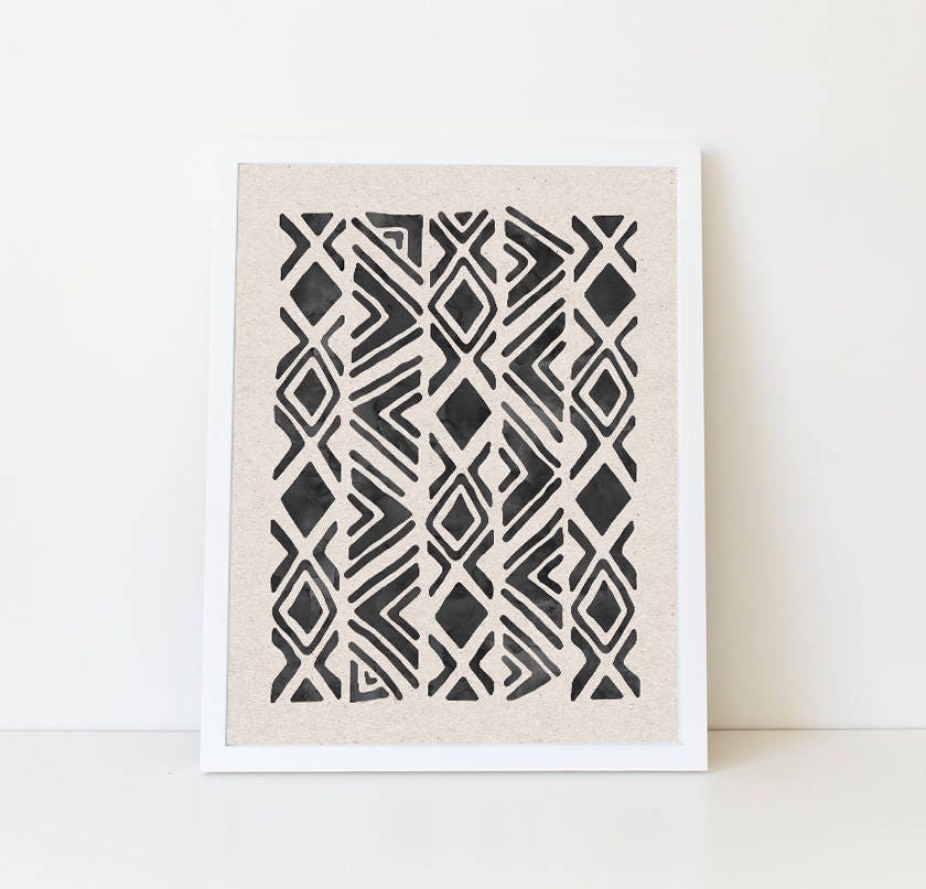 Tribal Geometric Digital Print, Aztec Printable Download, Mudcloth Art ...