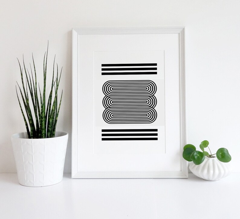 Geometric Block Print, Printable, Digital Art, Mid-century Modern Art ...