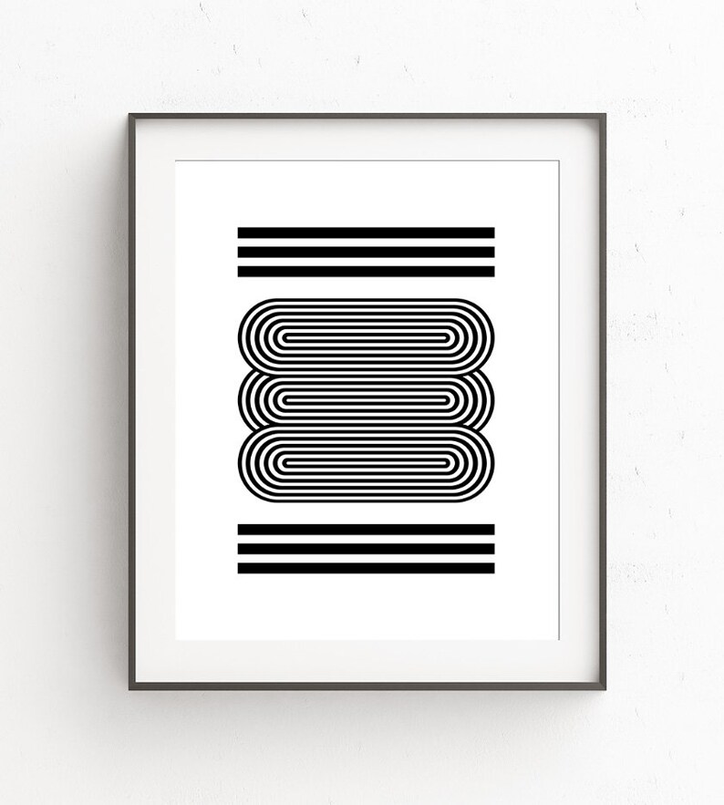 Geometric Block Print, Printable, Digital Art, Mid-century Modern Art ...
