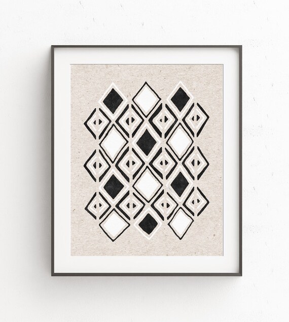 Instant Download Geometric Art Print Diamond Block Print | Etsy