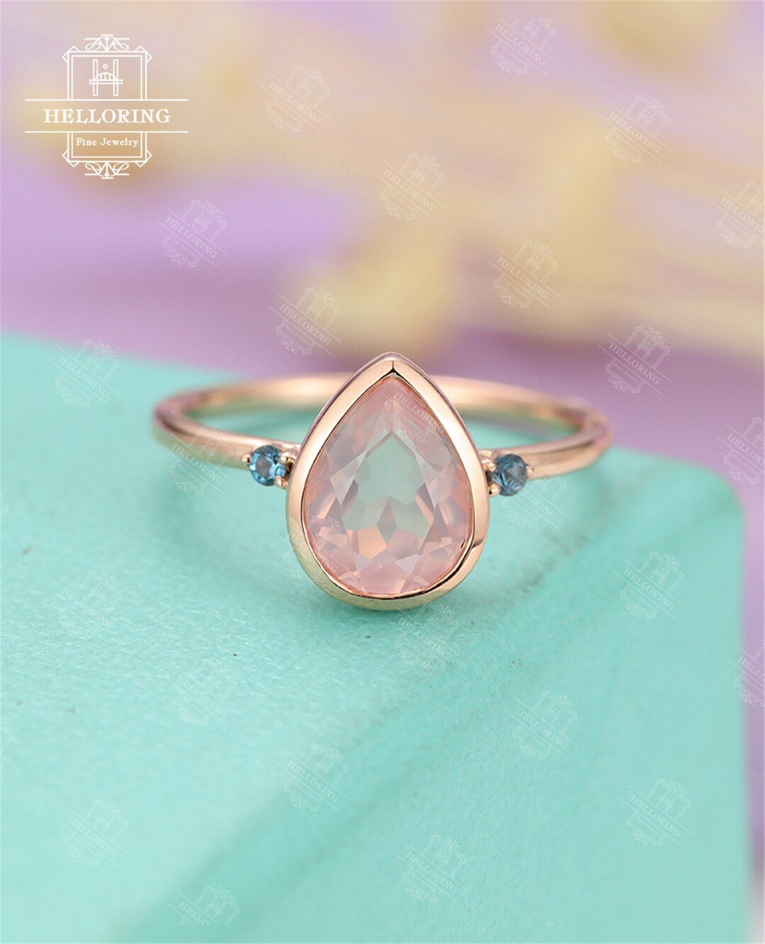 Vintage Rose Quartz Engagement Ring Art Deco Ring Rose Gold Ring ...