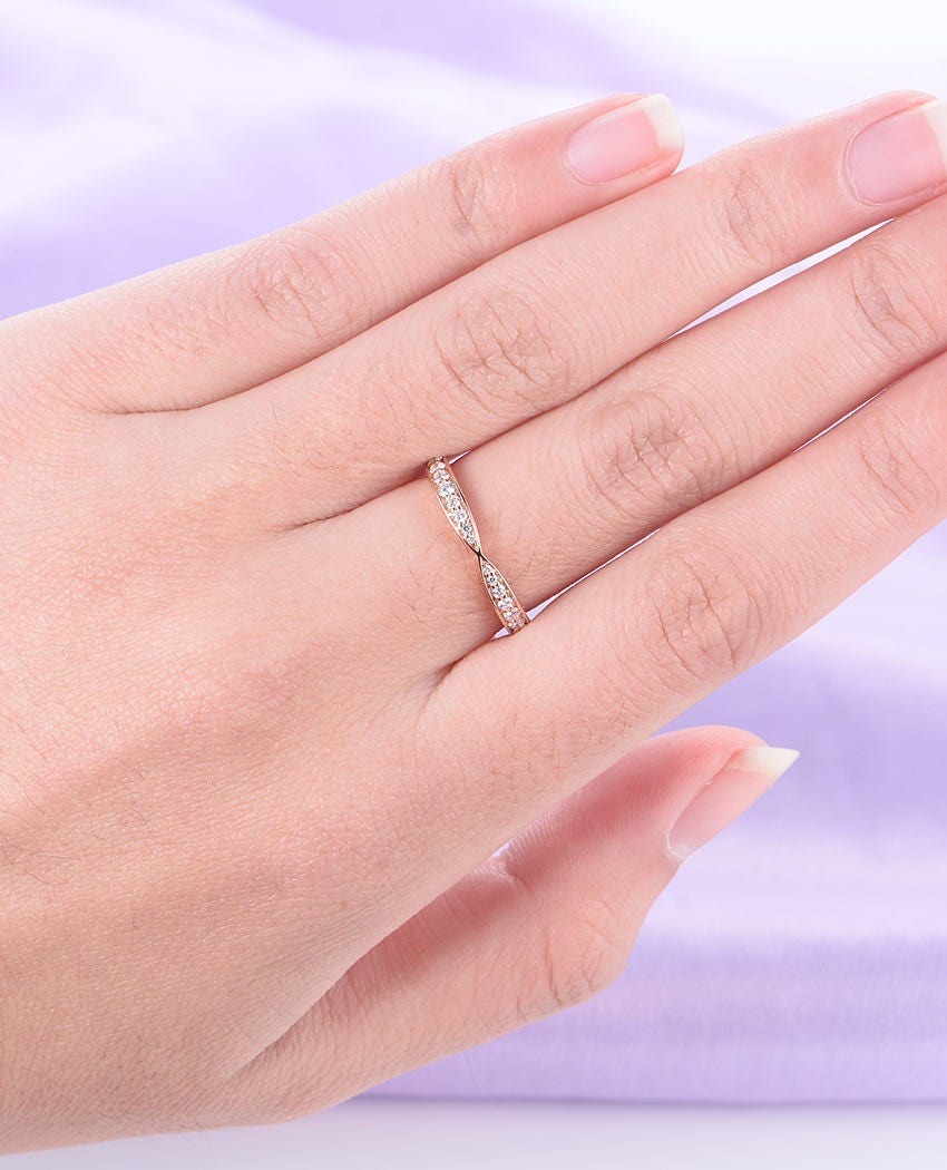 Diamond Wedding Band White Gold Stacking Ring Matching Art - Etsy