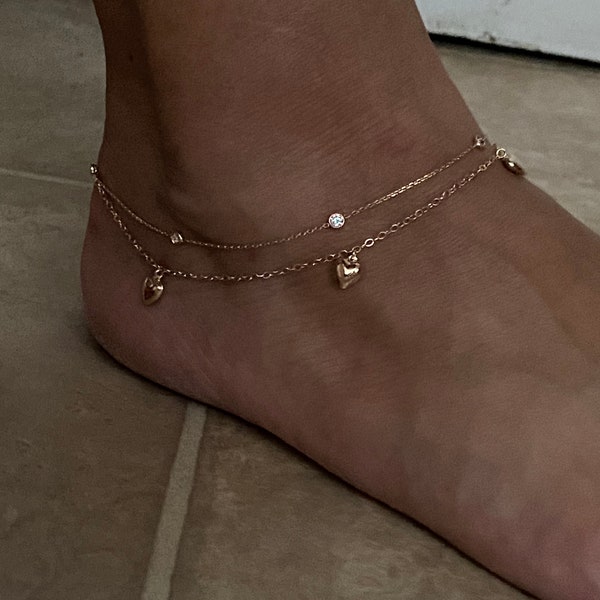 14k Gold Anklet - Etsy