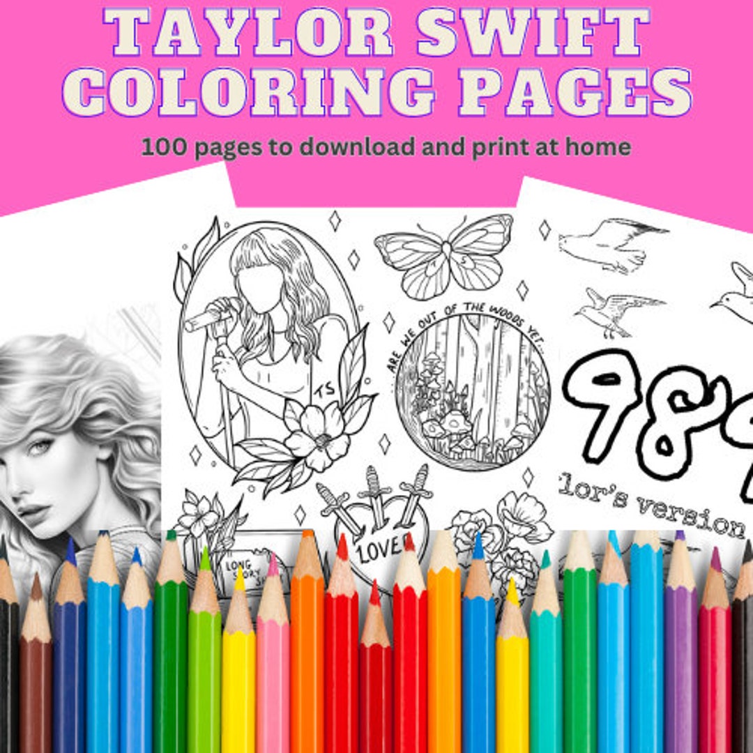 Taylor Swift Inspired Coloring Pages - Etsy
