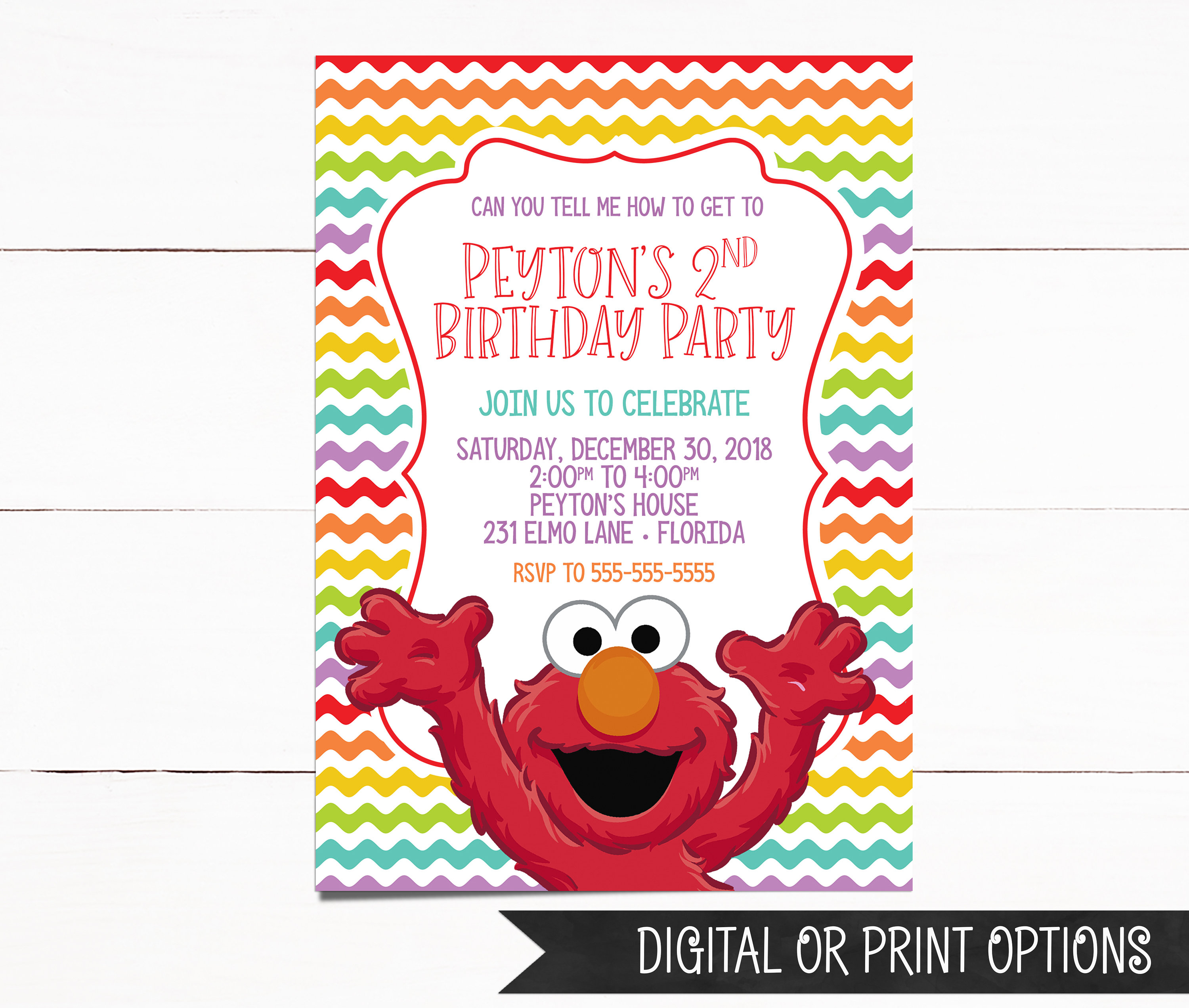 Elmo Birthday Invitation Elmo Invitation Sesame Street | Etsy