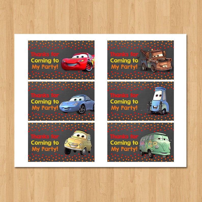 Disney Cars Party Tags Orange Red Lightning Mcqueen Cars - Etsy