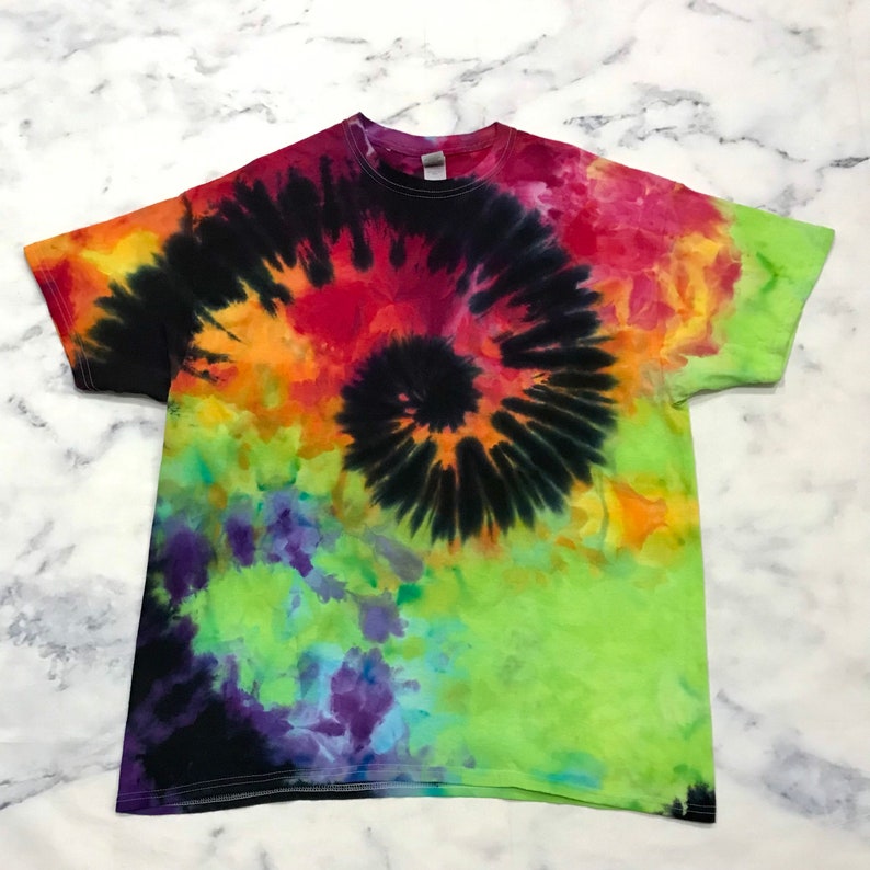 Tie Dye Shirt Rainbow Black Neon Bright T-Shirt Men's | Etsy