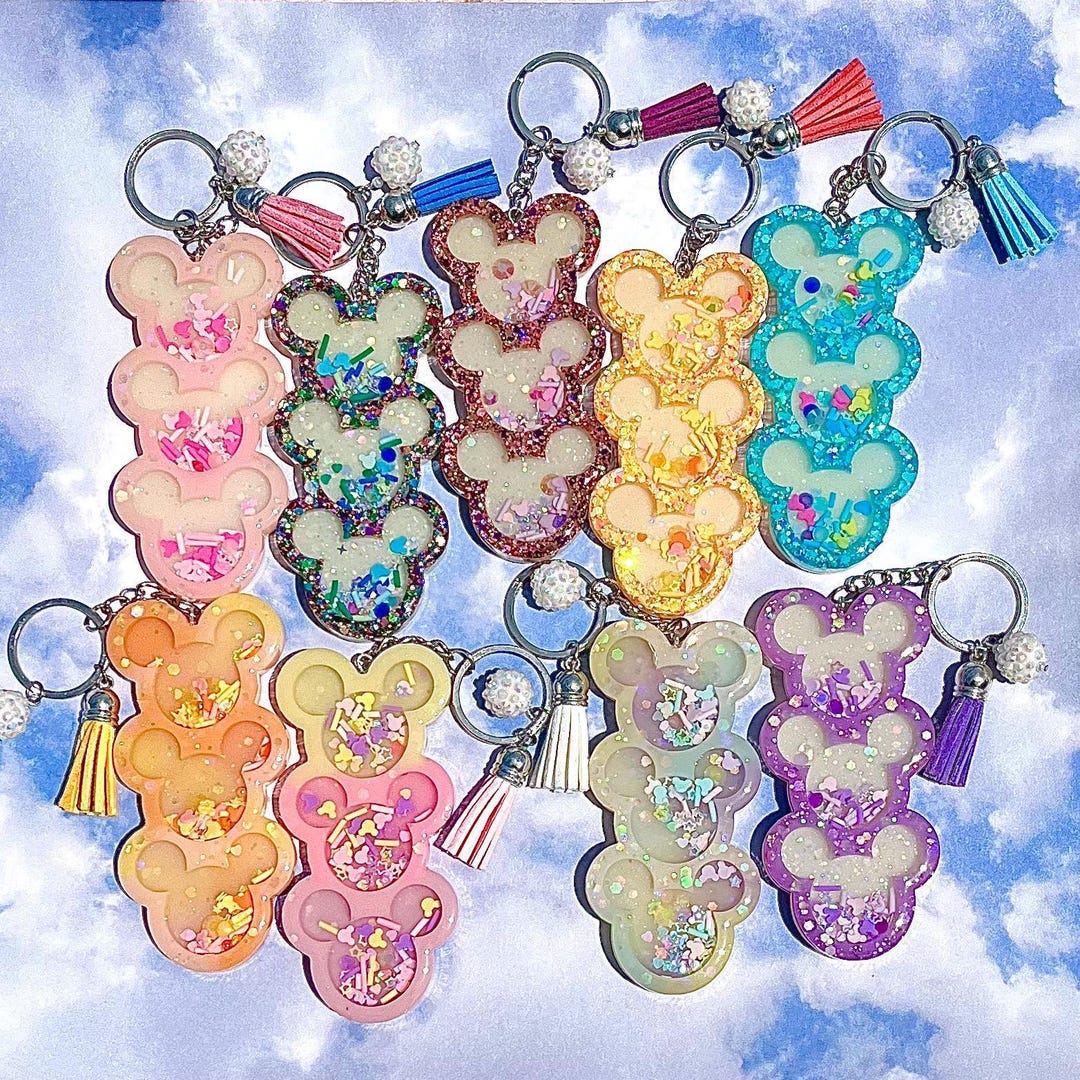 Mickey Mouse Keychain, Disney Keychain, Shaker Keychain, Disney Shaker ...