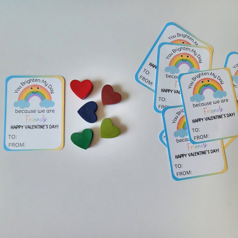 Printable Valentine's Day Cards for Kids Rainbow Theme - Etsy