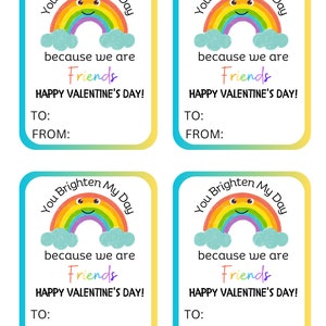 Printable Valentine's Day Cards for Kids, Rainbow Theme, Instant ...