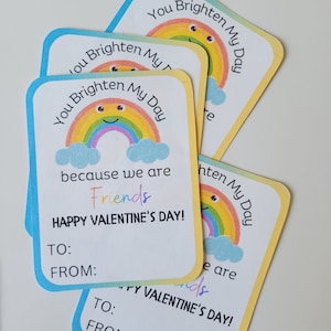 Printable Valentine's Day Cards for Kids, Rainbow Theme, Instant ...