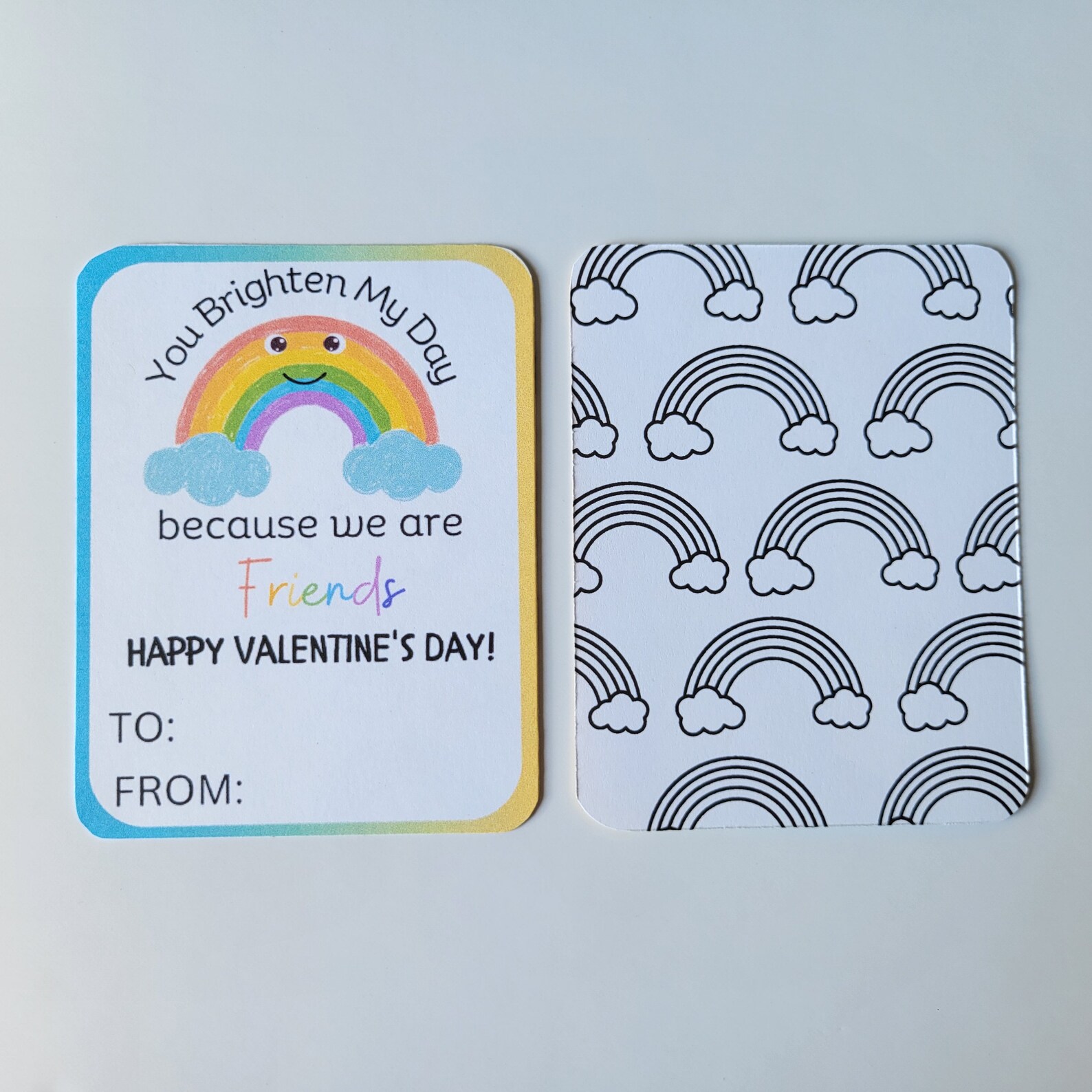 Printable Valentine's Day Cards for Kids Rainbow Theme - Etsy