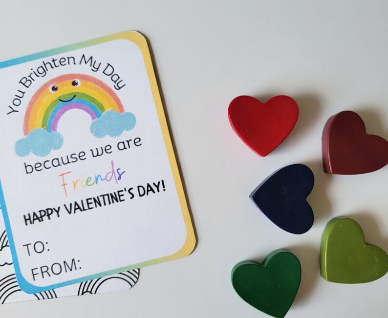 Printable Valentine's Day Cards for Kids, Rainbow Theme, Instant ...