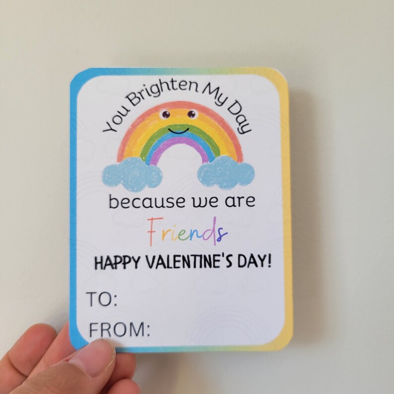 Printable Valentine's Day Cards for Kids, Rainbow Theme, Instant ...
