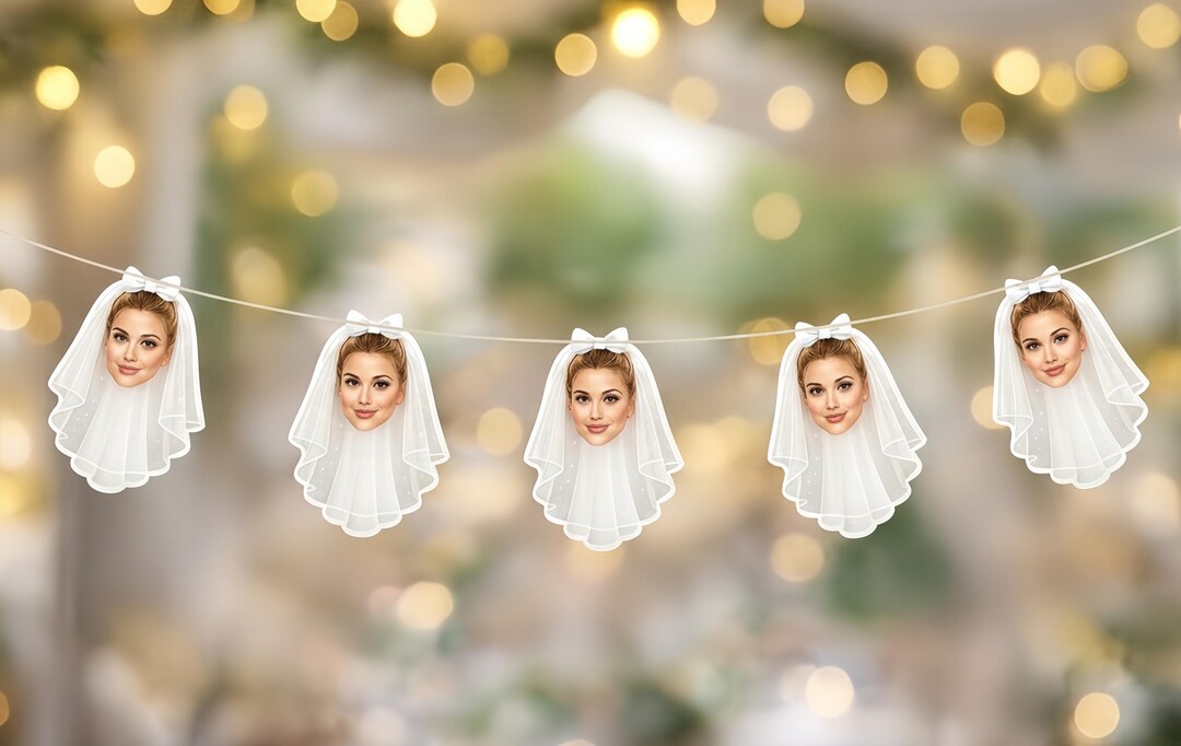 Custom Bride Portrait Wedding Banner & Cupcake Topper , Personalized ...